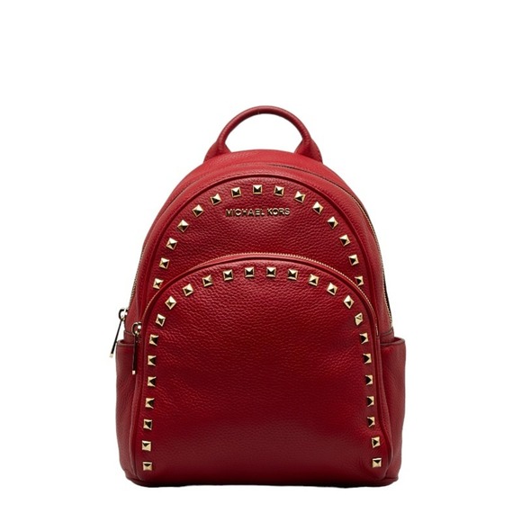 Michael Kors | Bags | Michael Kors Studded Backpackdaypack Red Leather ...
